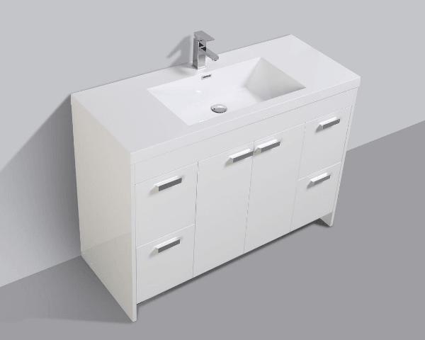 LUNGO Vanity - White / Polymarble Countertop – Vasca Design